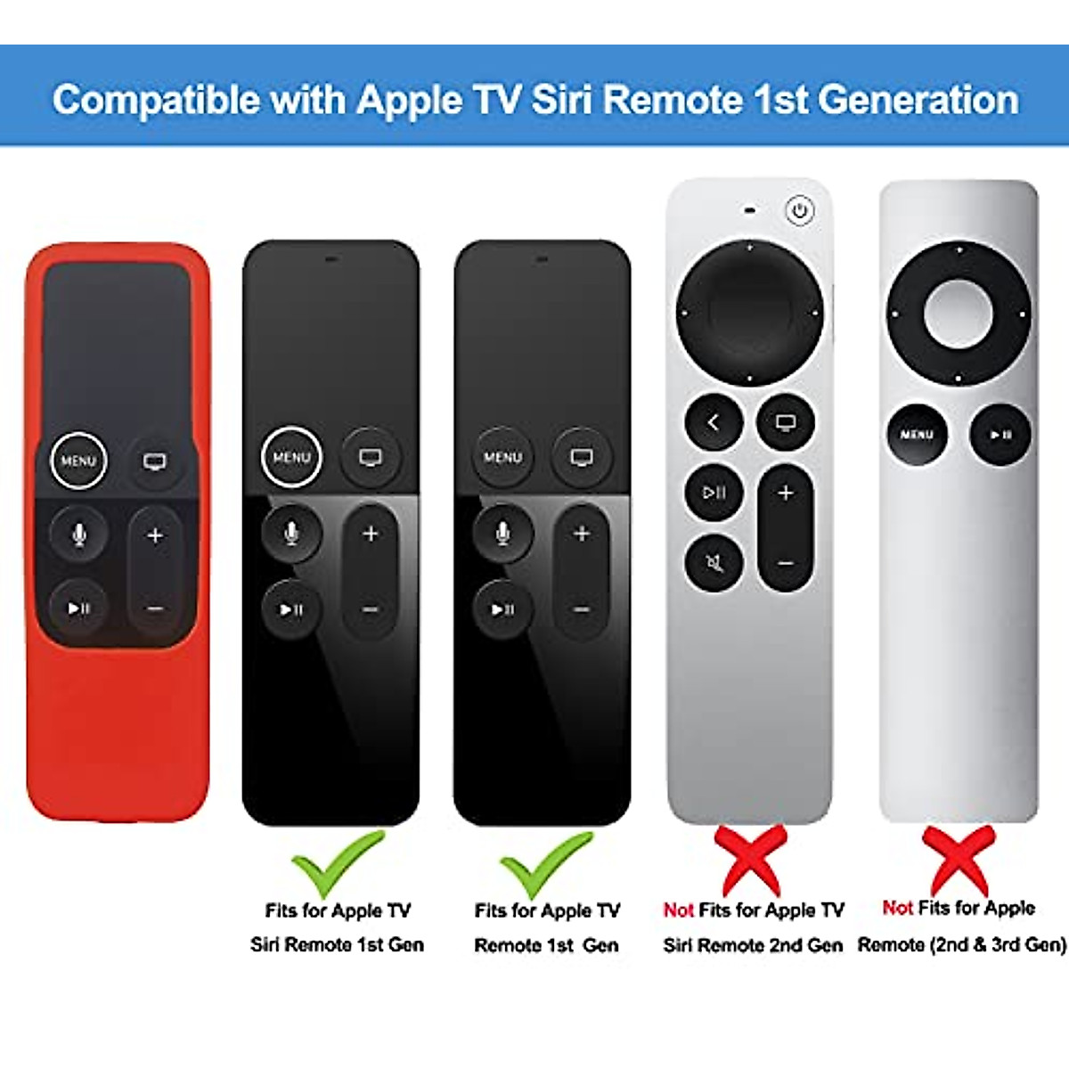 TOKERSE Silicone Case Compatible with Apple TV 4K 4th 5th Generation Siri Remote - Anti-Slip Shock Proof Soft Remote Cover Case Compatible with Apple TV 4K 4th 5th Gen Siri Remote Controller - Red