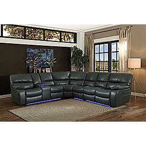 Homelegance 4 Piece Pecos Power Reclining Sectional with LED, Gray