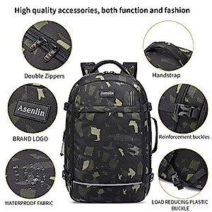 Asenlin 18 Inch Travel Laptop Backpack for Women Men，Business Travel Backpack Fit Flight Approved Water Resistant Computer Backpack Suitcase Backpack Woodland CAMO