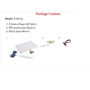 New 7.5 inch E-Ink Display e-Paper HAT (B) Three-Color Resolution 800×480 SPI Interface for Raspberry Pi 4 3 2 Zero W WH Jetson Nano @XYGStudy