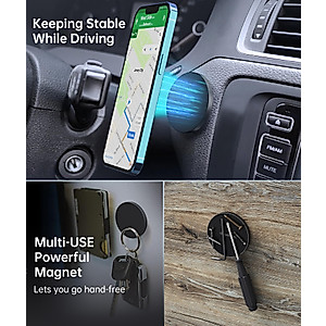ARLIFE Sticky Magnetic Phone Wall Mount Compatible with Magsafe iPhone 14 13 12 Mini Pro Max, Holder for Samsumg and All Smartphones with Metal Ring. Wall Car Automobile Cradles Dash Shower Mount