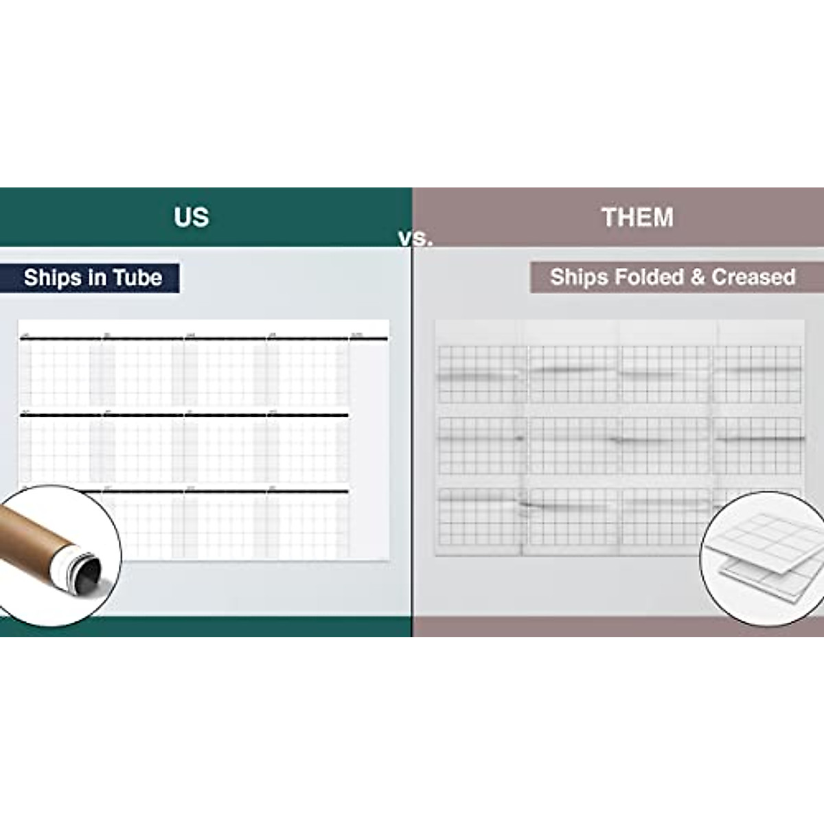 Lushleaf Designs Large Wall Calendar - 48" x 74" Dry Erase Reusable 2023 Whiteboard Calendar