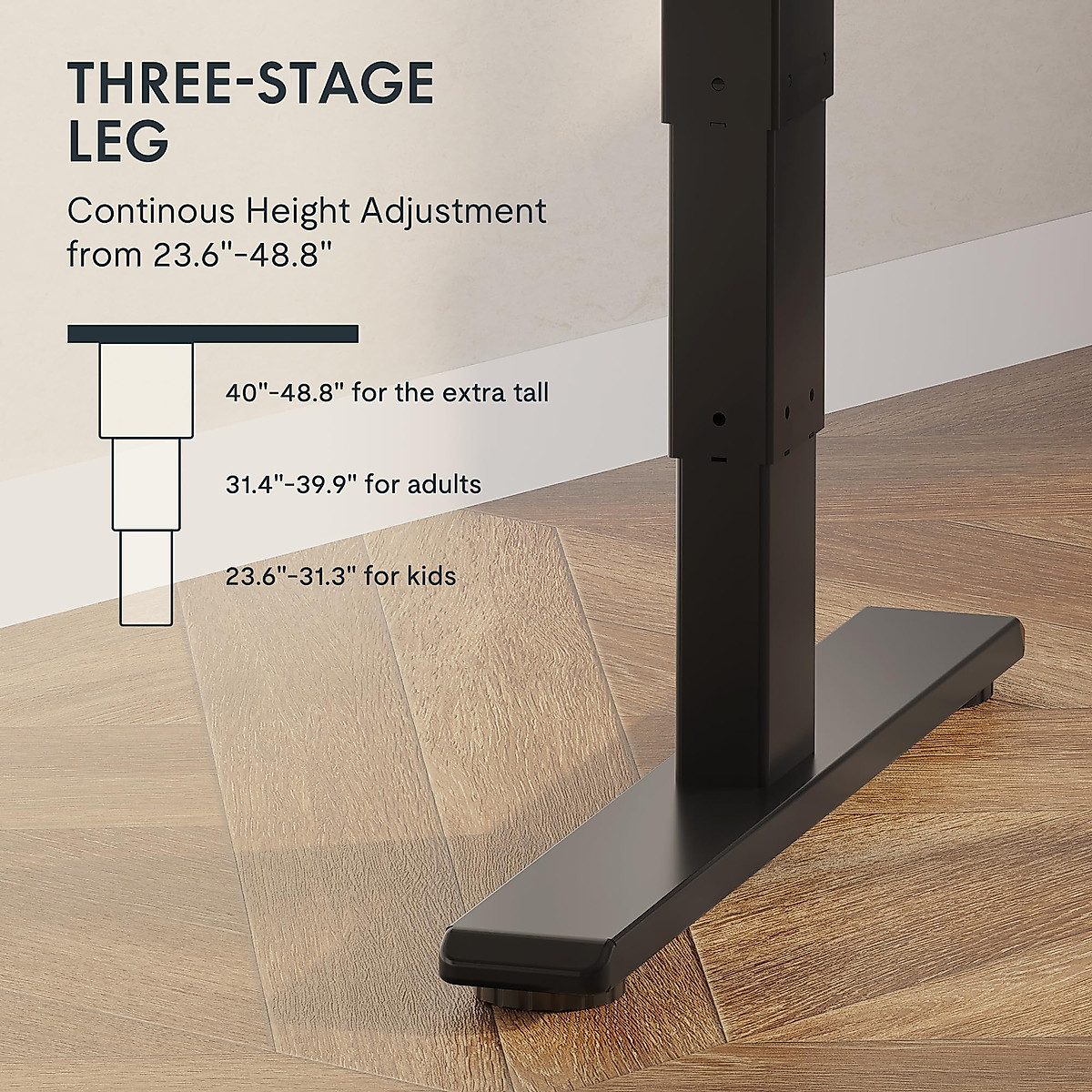 FLEXISPOT Pro Bamboo 3 Stages Dual Motor 55x28 Inch Electric Height Adjustable Standing Desk Whole-Piece Board Desk Sit Stand Up Desk (Black Frame + Bamboo Desktop)