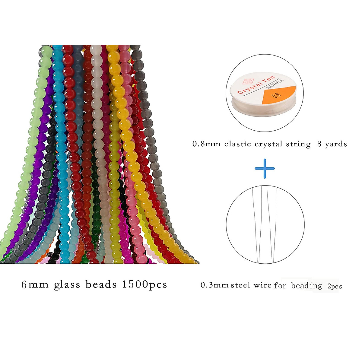 Pamir Tong 1500PCS 6mm Glass Round Beads Bulk， Imitative Jade Beads, Bracelet Loose Beads for Jewelry Making Earring, Necklaces, and DIY Crafts (6mm)