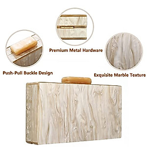 Women Acrylic Evening Clutch Bag Marble Purse Handbag for Wedding Party Cocktail Box Clutch Crossbody (Apricot)
