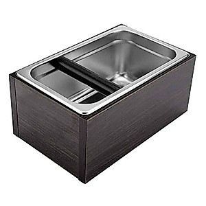 SYKSOL GUANGMING - Stainless Steel Coffee Knock Box with Handle Wooden Exterior, Container for Grounds Waste, Large Capacity Practical Coffee Knock Box,17.5 * 12.1 * 27.6
