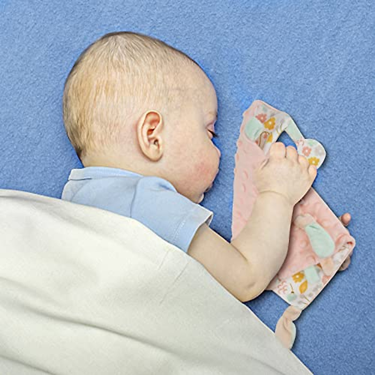 Dr.Rapeti Tag Security Blanket for Baby Infant Toddler Kid 10x10inches Washable Sensory Toy Lovey Appease Blanket (Flower)
