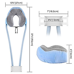 Linkidea Neck Pillow Phone Holder for Bed, 2 in 1 Adjustable Gooseneck Cell Phone Stand with 360 Clip, Flexible Tablet Arm Pillow for Neck, Compatible with Smartphone Size from 4"-10" (Blue)