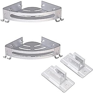 GeekDigg 2 Pack Aluminum Brackets for Shower Caddy Shelf 2-Pack Shower Shelves for Tile Walls, Aluminum Corner Shower Basket Caddy