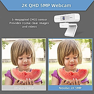 NexiGo Zoom Certified, N940P 2K Zoomable Webcam with Remote and Software Controls | Sony Starvis Sensor | 1080P@ 60FPS | 3X Zoom in | Dual Stereo Microphone, for Zoom/Skype/Teams/Webex (White)