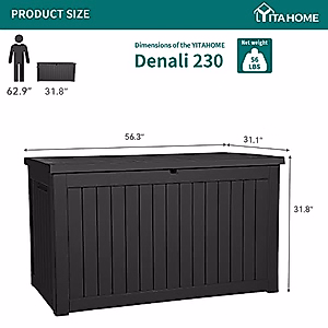 YITAHOME XXL 230 Gallon Large Outdoor Storage Deck Box for Patio Furniture, Outdoor Cushions, Garden Tools and Sports/Pools Equipment, Weather Resistant Resin, Lockable (Black)