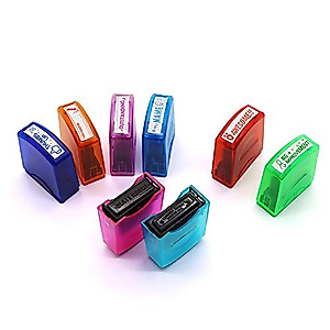 Reliancer 8PCS Teacher Stamp Set Colorful Self-Inking Motivation School Grading Stamps Encouraging Comments Classroom Homework Rating Stamp Office Stationery Stamps with Storage Tray (8PCS-B)