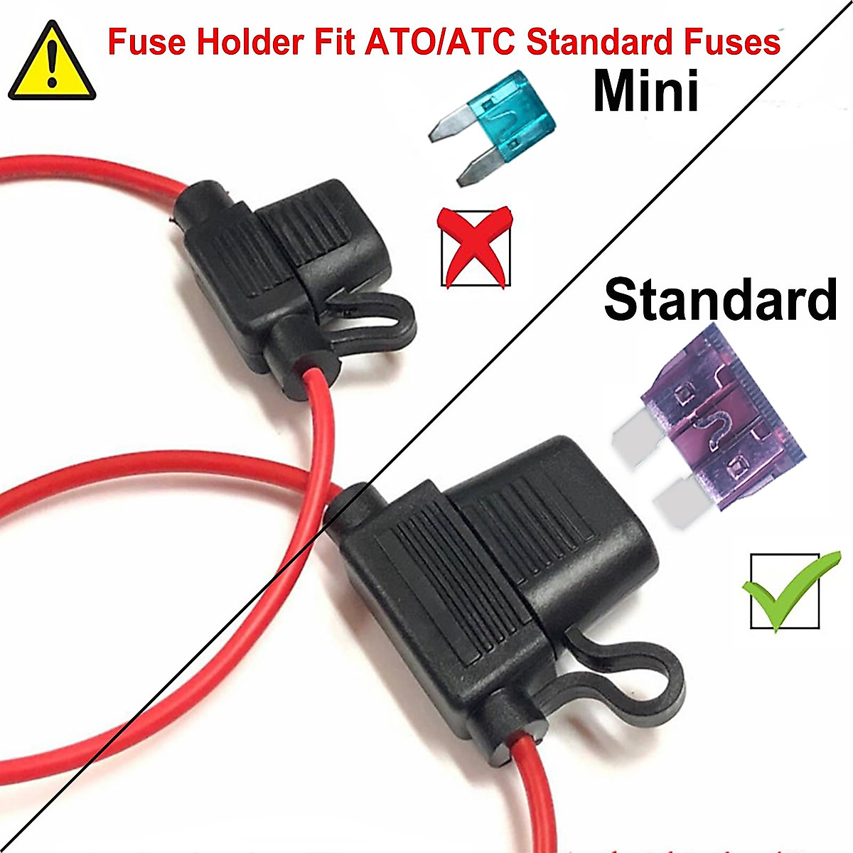 MuHize 10 Gauge Inline Fuse Holder - Heavy Duty 10 AWG Waterproof Add a Circuit Fuse Holder, Standard APR ATO ATC Fuse Holder with 40AMP Standard Fuses(3 Pack)