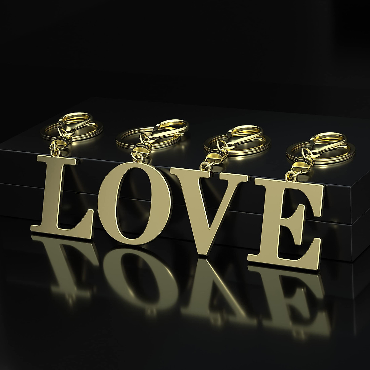 Stainless Steel Gold Letter A-Z Keychain for Women Men, Initial Letter Pendant with Key Ring, Charms for Key Backpack Bag (Gold-A)