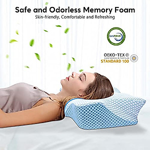 Anvo Cervical Pillow for Neck Pain Relief - Neck Pillows for Pain Relief Sleeping - Memory Foam Pillows for Neck and Shoulder Pain - Ergonomic Pillow for Side Back Stomach Sleeper - Firm