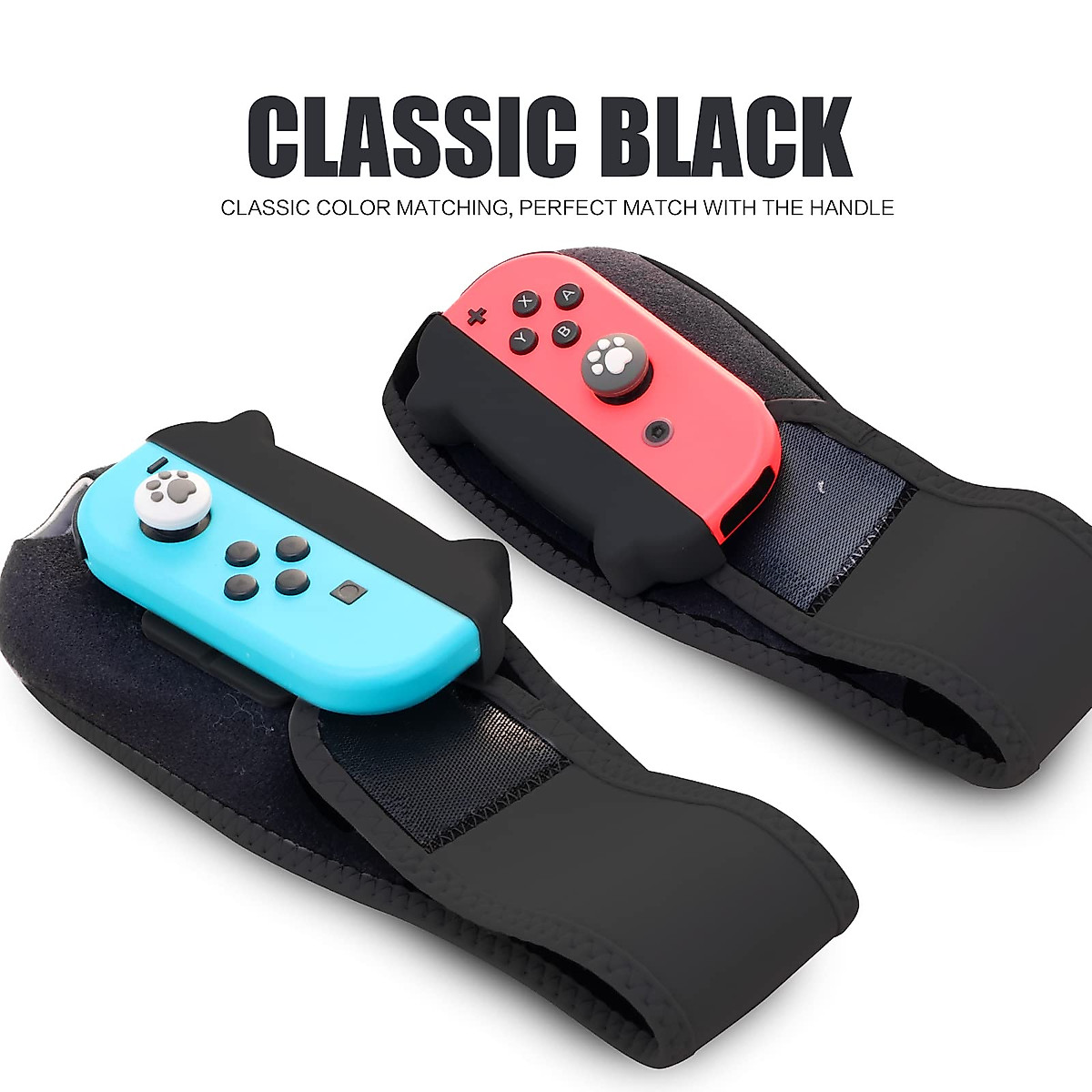 Switch Dance Wrist Strap, Switch Boxing Accessories for Switch Boxing Game with 2 Switch Thumb Grip Caps - Black