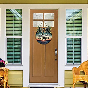 JINGBOW Hot Tub Wood Sign,Relaxation Zone,Rustic Round Sign For Front Door,Farmhouse,Garden,Yard,Porch,Home Indoor Outdoor Signs,Man Cave,Bathroom,Restroom Wall Decor