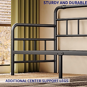 Sementa Daybed-Frame, Twin-Daybed with Classic-Headboard - Heavy Duty Steel Slats,Metal Sofa Bed Frame for Living Room Bedroom Guest Room, Easy Assembly(Black)