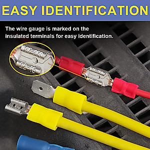 haisstronica 360PCS Electrical Insulated Bullet&Spade Termianls Kit,AWG 22-10 Wire Crimp Terminals of Tinned Red Copper,Quick Disconnect Wire Connectors Kit(3Colors/12Size)