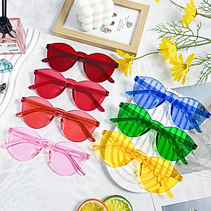 SUNOVELTIES 18 Round Shape Rimless Sunglasses Transparent Candy Color Glasses Colorful Party Eyewear for Women