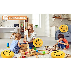 suppies Smiley Face Pillow - Soft Polyester Happy Face Pillow -14" X 14" Cute Pillow for Cute Room Decor - Living Room Decor - Toy - Birthday Gifts for Boys and Girls - 3D Round Throw Pillow