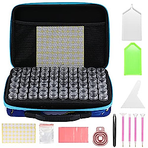 VTYHYJ 120 Bottles Diamond Art Storage Bag Organizer with Tools Diamond Painting Accsessories Carrying Case for Dots, Tools, Rhinestones, Nail Art, for Storage and Travel (Dark Blue)
