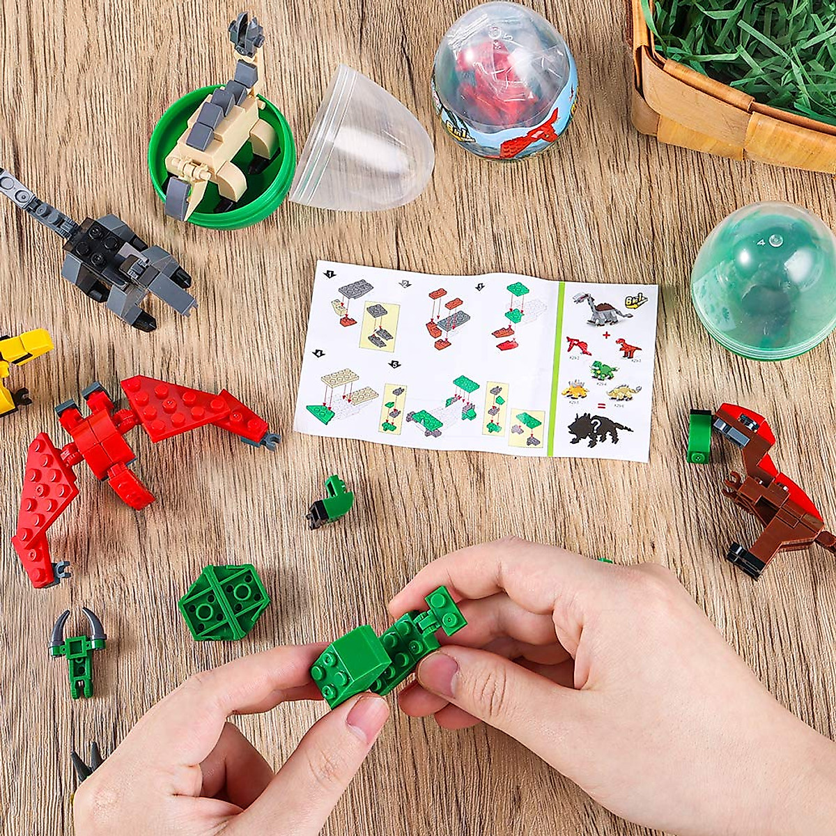 3 otters 6PCS Dinosaur Building Blocks, Dinosaur Eggs with Dinosaurs Building Kit Inside, Dinosaur Toys GIFS for Kids Surprise, Classroom Events, Carnival Prizes