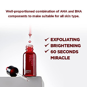 SKIN1004 Bloody Peel 1.01 fl.oz, 30ml AHA 17% Peeling Solution, Pulls off Dramatic Exfoliation Effect with Special Home-care