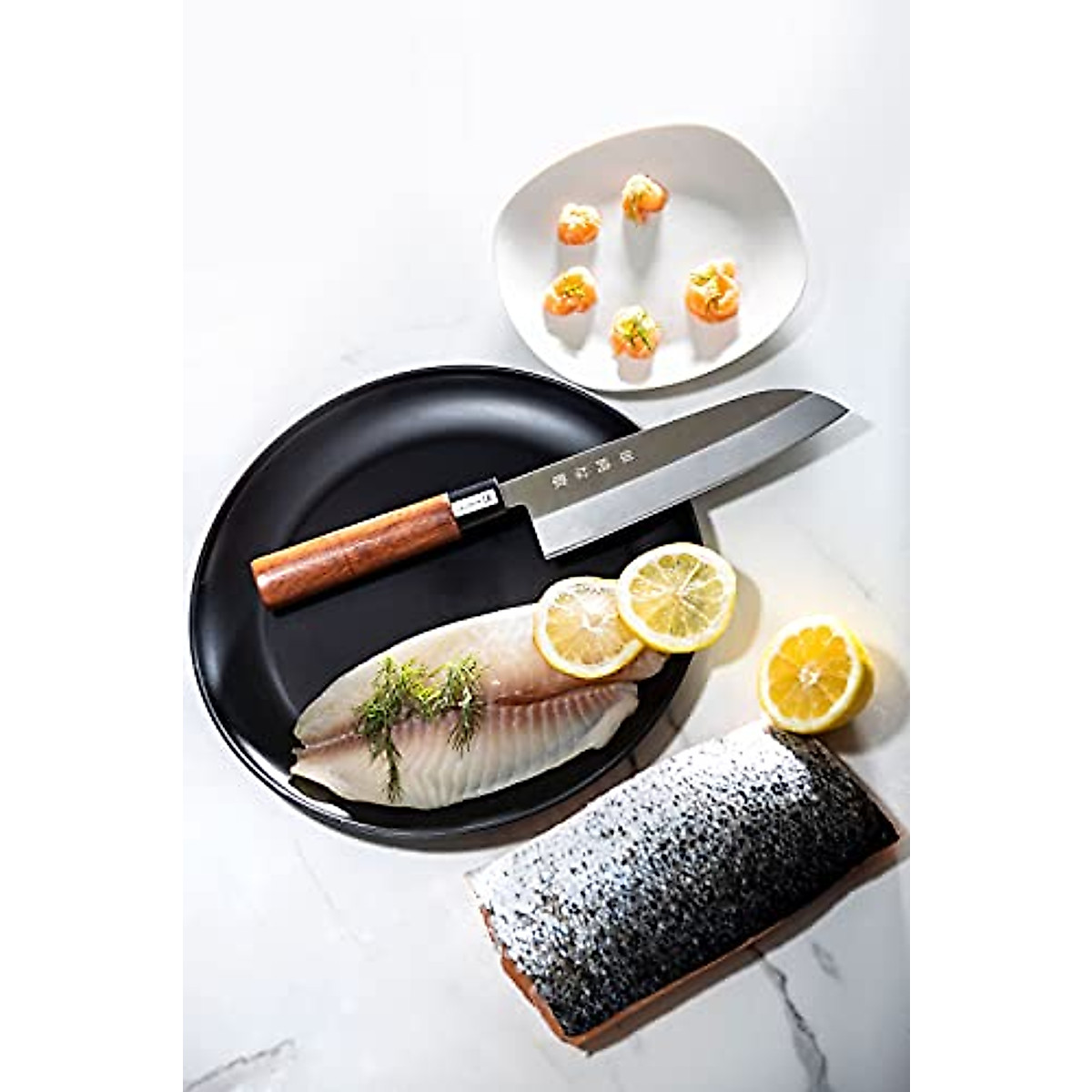 Traditional Japanese Professional Kitchen Chef Knife Set - Premium Gyuto Santoku Nakiri Petty High Corrosion Resistance Full Tang Knife Set