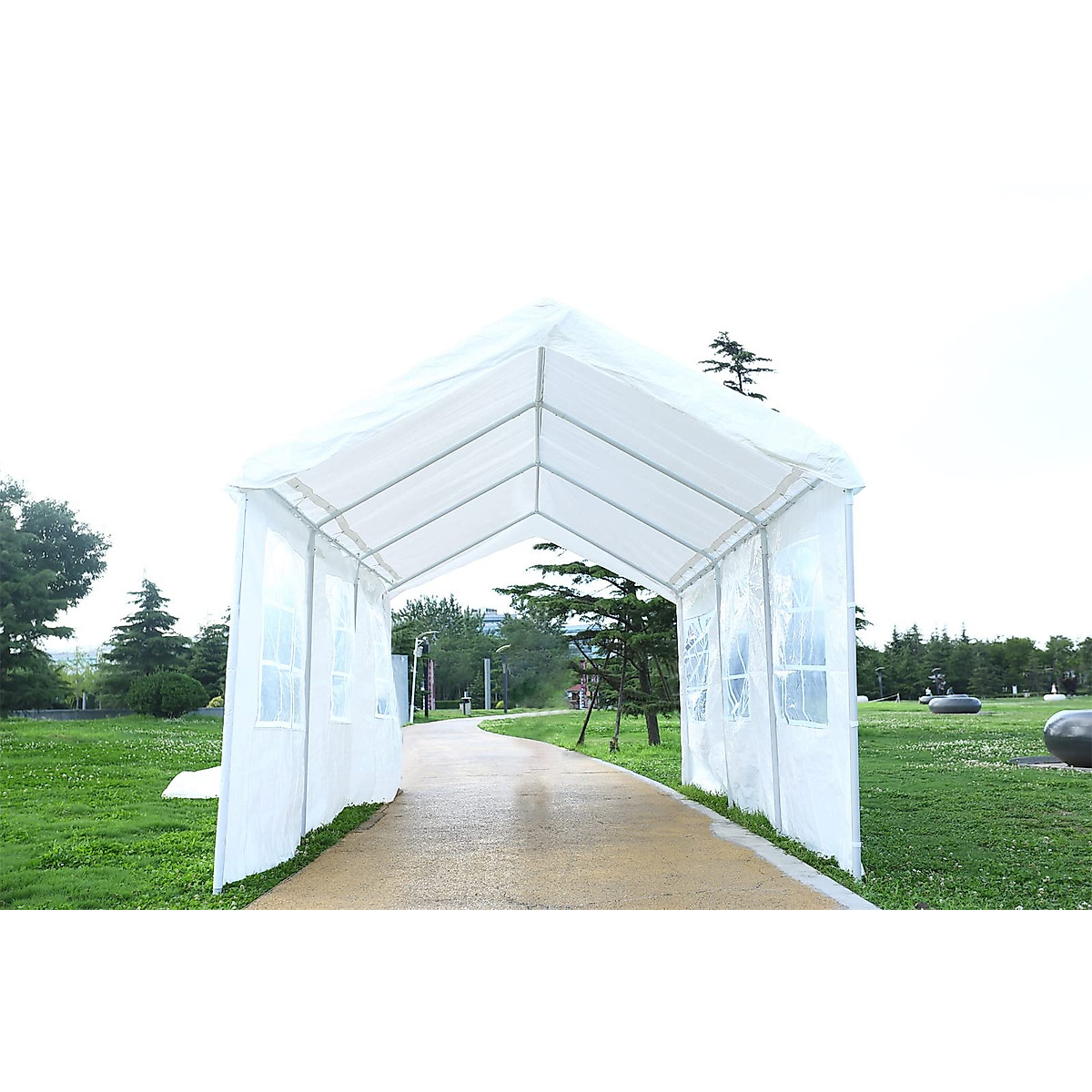10'x20' Heavy Duty Carport Gazebo, Canopy Garage, Car Shelter with Windows