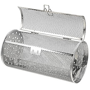 Luxshiny Hibachi Grill Stainless Steel Rotisserie Basket, Grilled Cage Basket Round Rotating Basket Air Fryer Accessories for BBQ Grill Bakeware (12×23cm) Grilling Accessories