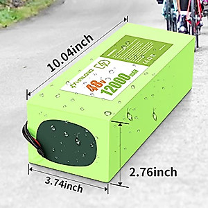 H HAILONG 48V 12AH Lithium Battery, 48V Ebike Battery 12AH with 2A Fast Changer, T-Plug and 30A BMS for 500W 750W 1000W Electric Bicycle Motor(48V 12Ah 200W-800W)