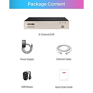 ZOSI 5MP Lite 8 Channel 4 in 1 HD TVI CCTV DVR,AI Human/Vehicle Detection,Mobile Remote Access,H.265+ 8CH 1080P Surveillance Video Recorder 1TB Hard Drive for Home Security Camera System