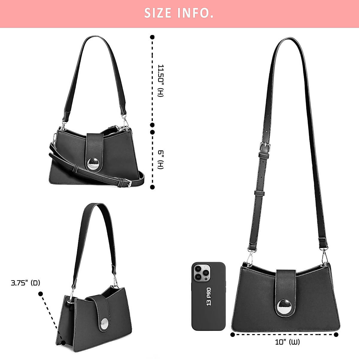 Like Dreams Women Fashion Vintage Shoulder Purse Chic Vegan Leather Messenger Buckle Crossbody Handbag (Blush)