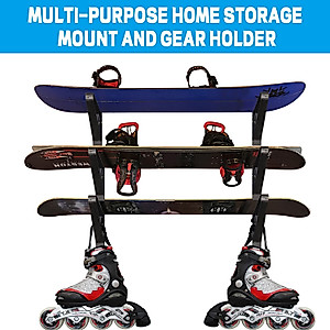 Poskad Snowboard Wall Mount Rack Display Wall Holder,Adjustable Storage Layers Space Saving Design,Home and Garage SKi Board Storage. (1 Set)