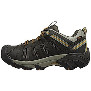 KEEN Men's Voyageur Low Height Breathable Hiking Shoes, Black Olive/Inca Gold, 10