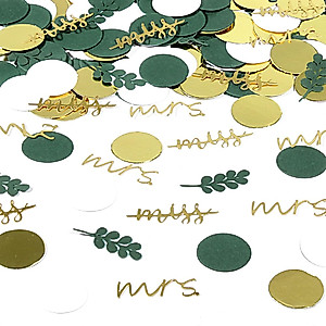 Greenery Gold Bachelorette Decorations Sage Leaf Miss to Mrs Confetti Boho Wedding Party Table Scatter Bridal Shower Engagement Party Supplies