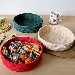 tbpersicwT Storage Basket Stackable Large Capacity Simple Design Decorative Woven Cotton Rope Baskets for Bedroom Red