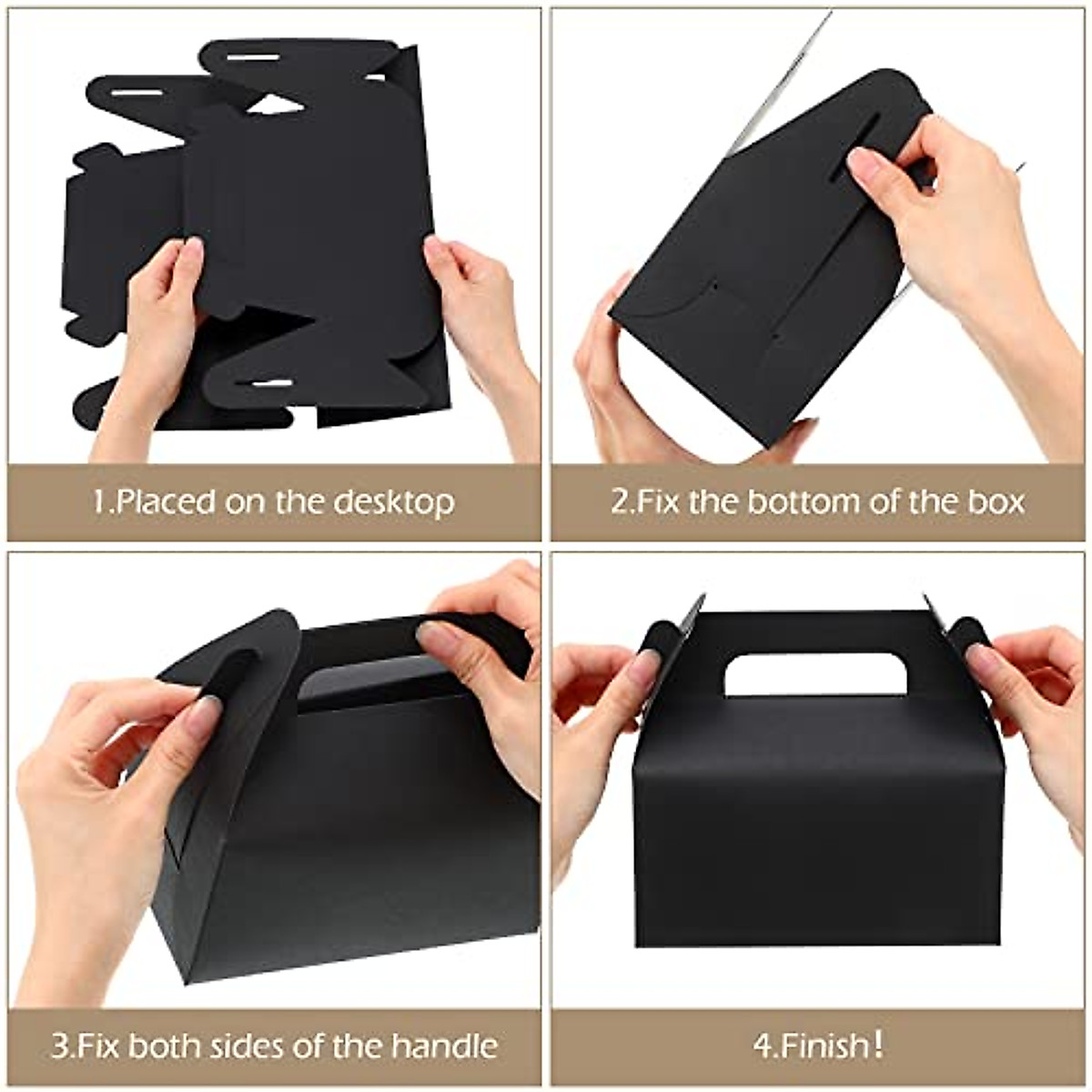 100 Packs Black Gable Boxes 6.4 x 3.6 x 4 Inches Gable Candy Treat Boxes Small Goodie Gift Boxes Party Favor Boxes for Kids Birthday Wedding Party Shower Halloween