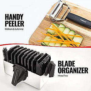 Fullstar 11 in 1 Mandoline Slicer, Vegetable Slicer & Cheese Grater | Kitchen Gadgets with Peeler, Spiralizer, Juicer, Egg Slicer & Julienne Cutter (+Safety Glove & Cleaning Brush)