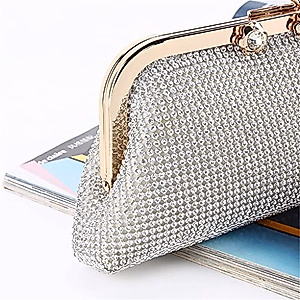 MXIAOXIA Soft Silver Rhinestones Women Evening Bags Diamonds Party Handbags Purse with Chain Shoulder Purse