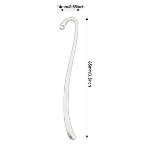 YYANGZ 15PCS Silver Plated Smooth Bookmark, Hook Bookmark, Jewelry Making Charms