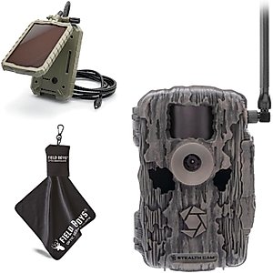 Stealth Cam Fusion MAX Dual Sim 36MP Photo & 1080P HD Video, 0.35 Sec Trigger Speed, App-Controlled Hunting Cellular Trail Camera, AT&T & Verizon, Solar Panel & Microfiber Cleaning Cloth