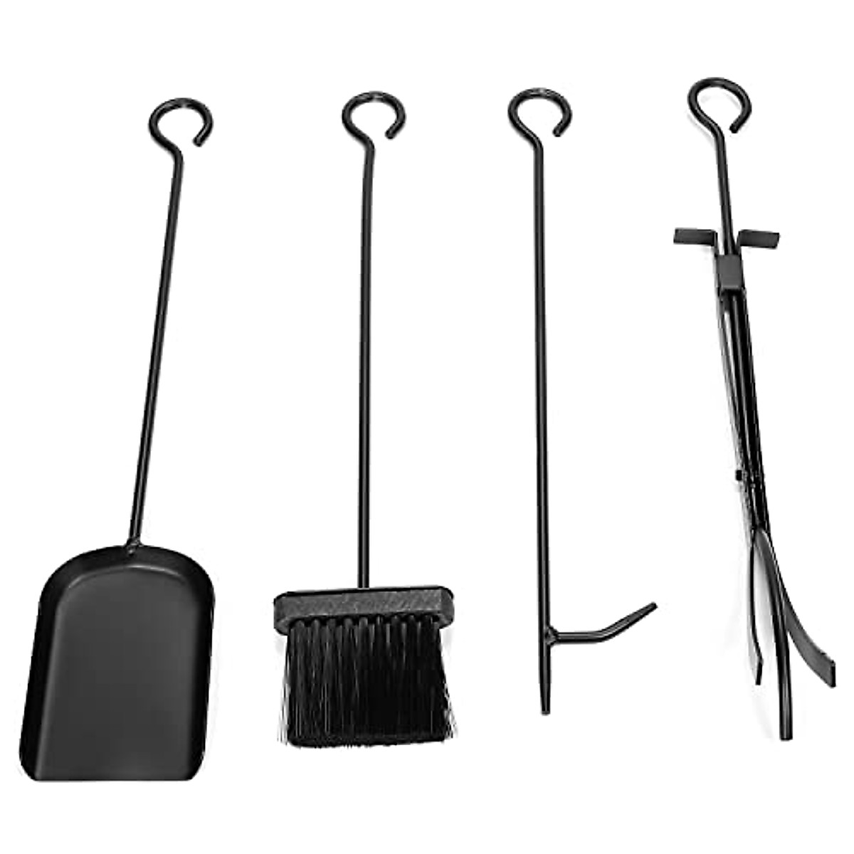 HECASA Firewood Rack with 4 Fireplace Tools Set Indoor Outdoor Wood Holder Heavy Duty Large Log Bin Holder Storage Tool Set Accessories