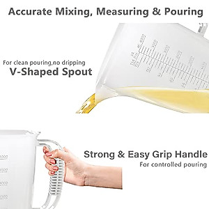 1 Gallon Measuring Pitcher-Convenient Conversion Chart,134oz Extra Large Plastic Measuring Cup-Strong Food Grade Material,Graduated Mixing Pitcher Great for Lawn,Pool Chemicals, Motor Oil and Fluids