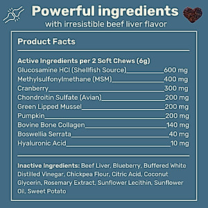 Canine Keeps Glucosamine for Dogs - Dog Hip and Joint Supplement - Glucosamine, Chondroitin, MSM, Green Lipped Mussel & Collagen for Joint Pain & Inflammation - Dog Joint Support Treats - 90 Ct.