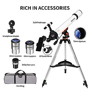 Telescope,Telescopes for Adults Astronomy,70mm Aperture 700mm Focal Length Professional Refractor Telescope for Kids and Beginners with Phone Adapter, AZ Mount and Tripod to Viewing Planets and Moon