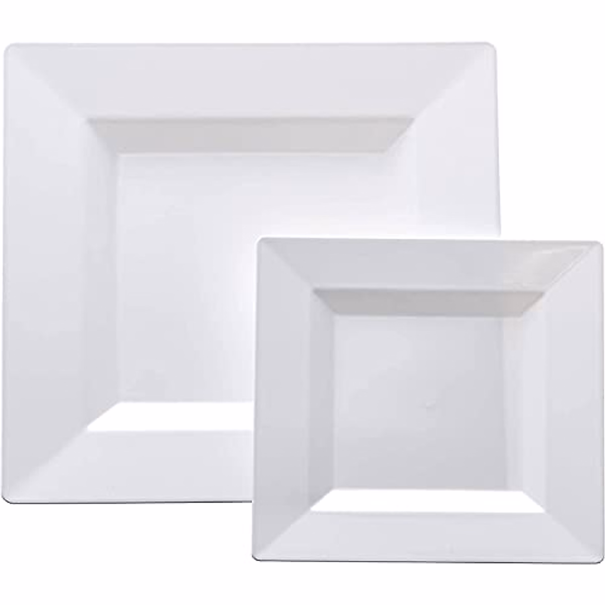 Aya's Cutlery Kingdom Disposable Square Plastic Plates - 60 Pack - 30 x 9.5 Dinner and 30 x 6.5 Salad Combo Plate - Premium Heavy Duty - Fancy and perfect for a Party, Wedding, or Birthday