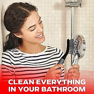 Scrub Brush Set of 3pcs - Cleaning Shower Scrubber with Ergonomic Handle and Durable Bristles - Grout Cleaner Brush - Scrub Brushes for Cleaning Bathroom/Shower/Tile/Kitchen/Floor/Bathtub/Carpet