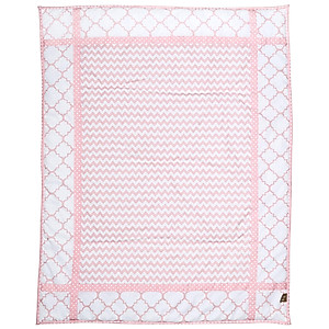 Trend Lab Pinky Sky 3 Piece Crib Bedding Set, Can Be Used As A Blanket Or A Playmat for Tummy Time, Includes Quilt, Fitted Crib Sheet and Skirt